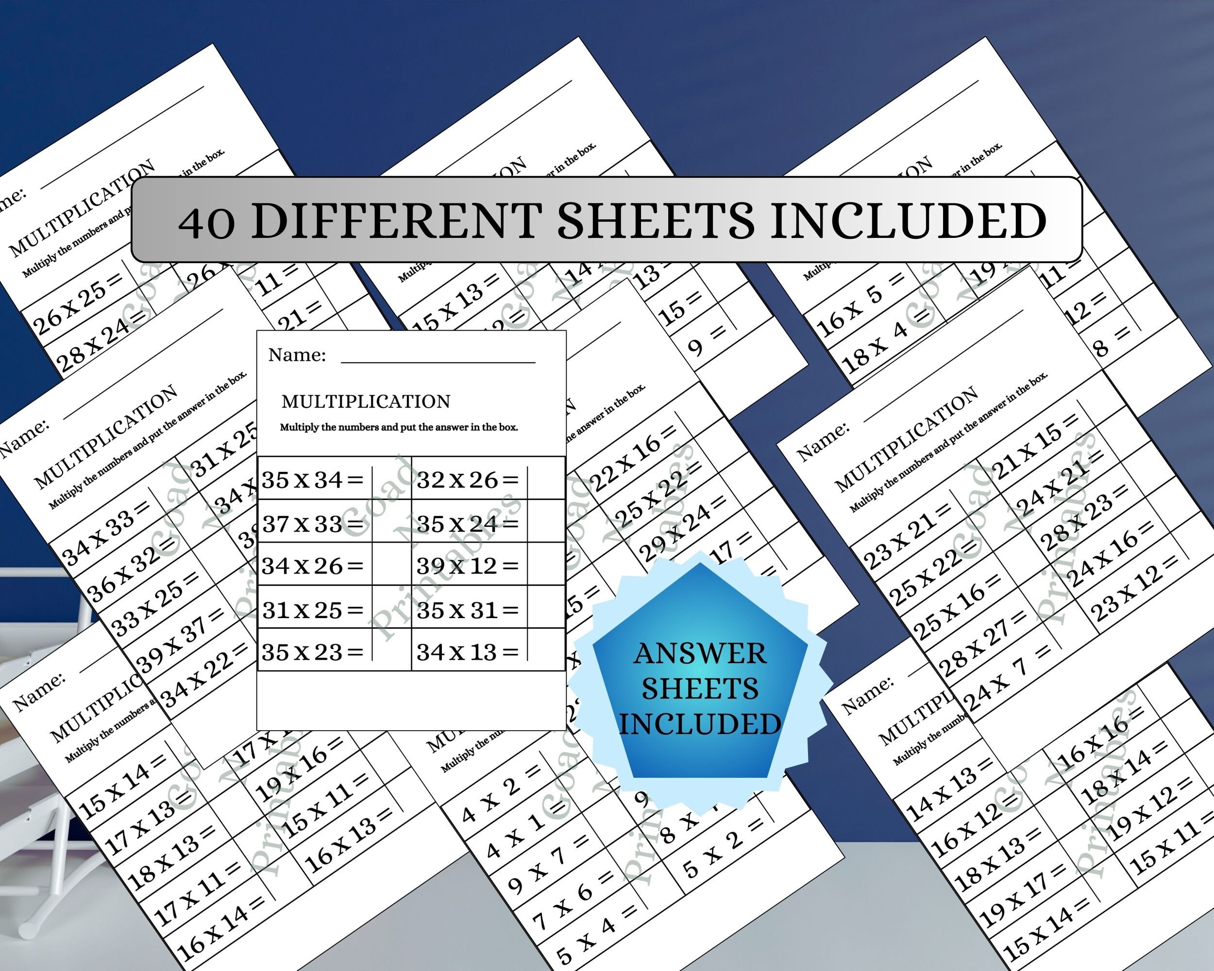 40 Multiplication Printable Worksheets, Math Drills With Answers ...