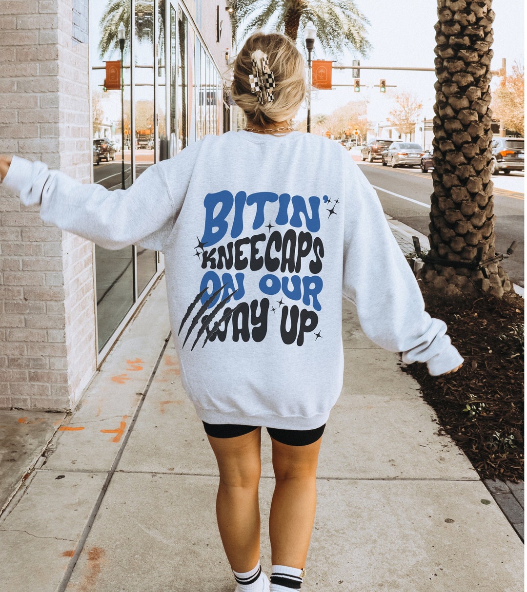 Retro Font Biting Kneecaps Sweatshirt, Playoff Football Women's ...