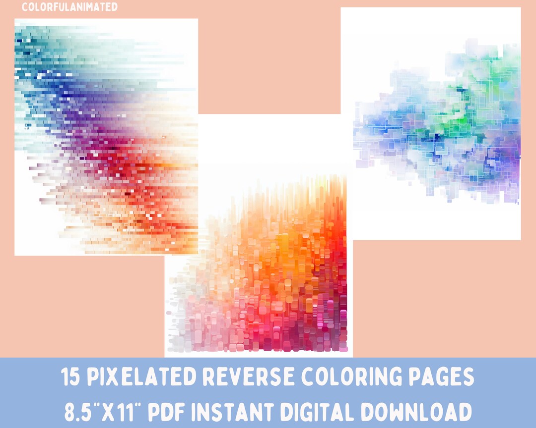 Printable Pixel Reverse Coloring Pages, 8.5x11 Backwards Coloring Book ...