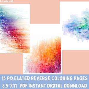 Printable Pixel Reverse Coloring Pages, 8.5x11 Backwards Coloring Book ...