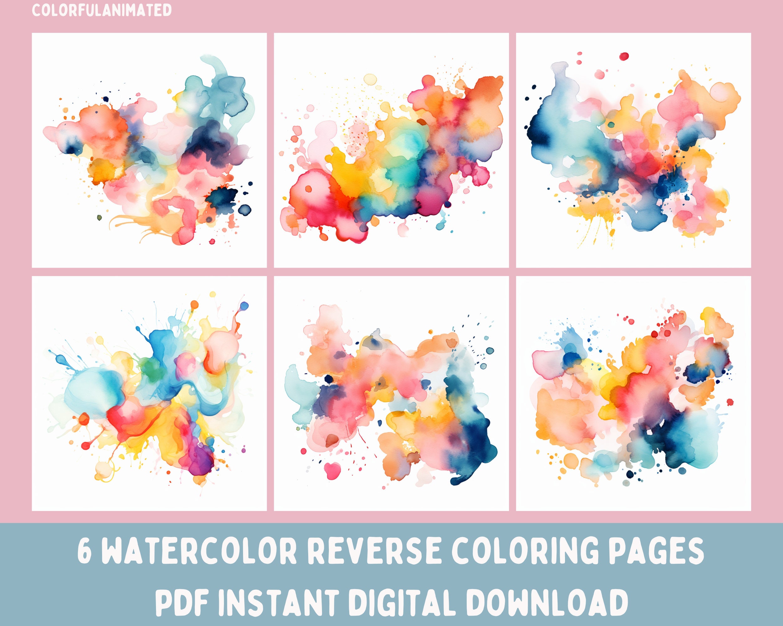 Printable Reverse Coloring Pages, 8.5x11 Backwards Coloring Book, Adult ...