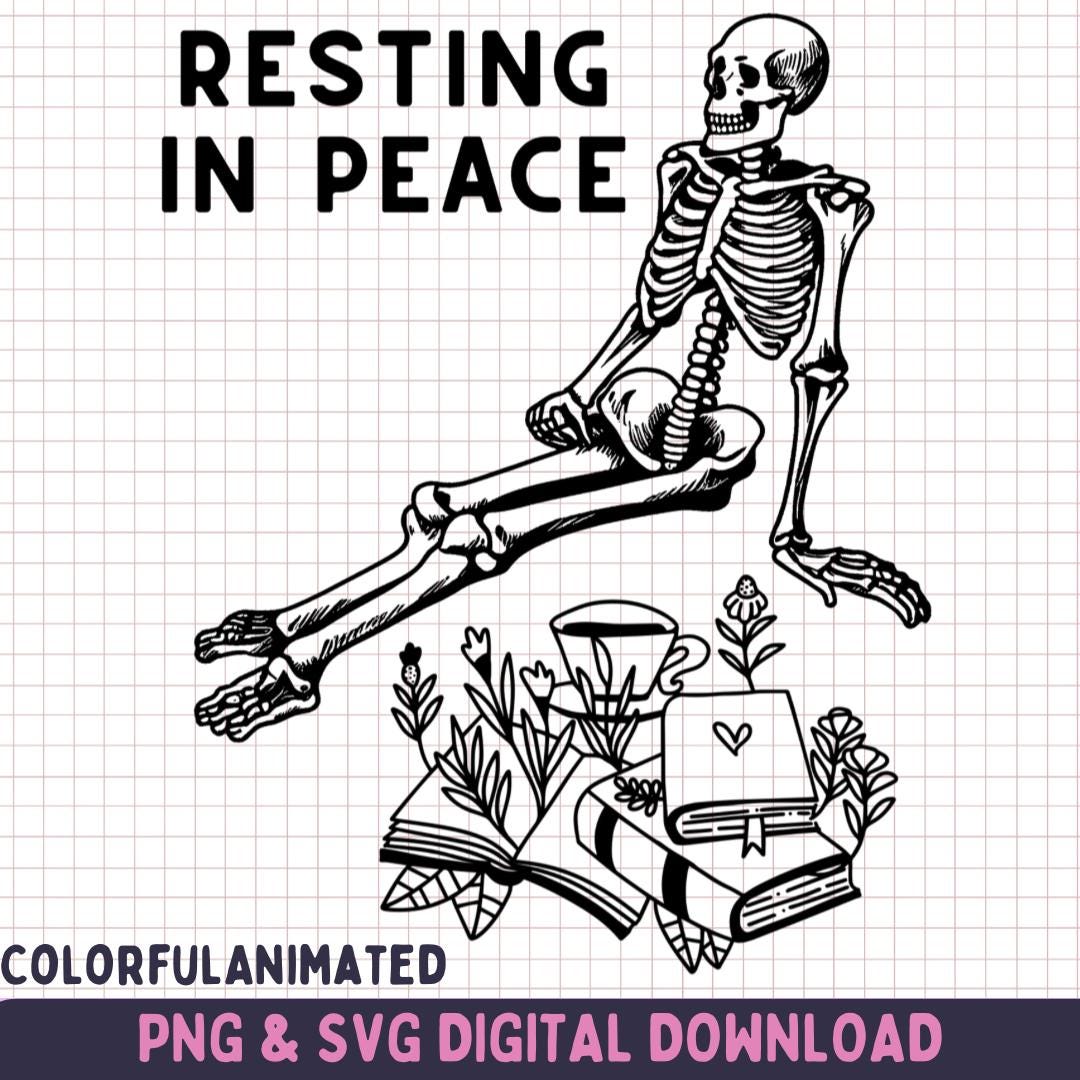 Resting in Peace Svg, Skeleton Book Flower Png, Skull Svg, Mushroom Svg ...