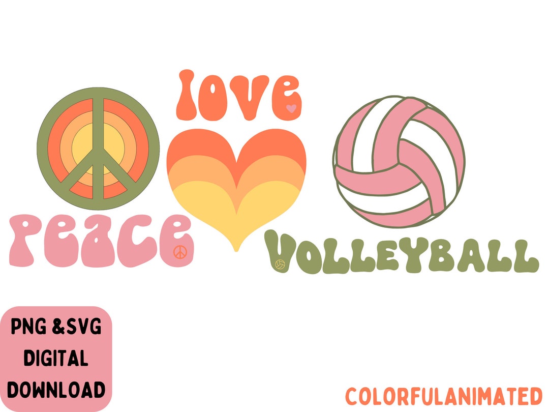 Peace Love Volleyball Svg, Volleyball Shirt Svg, Mom Sublimation Design ...
