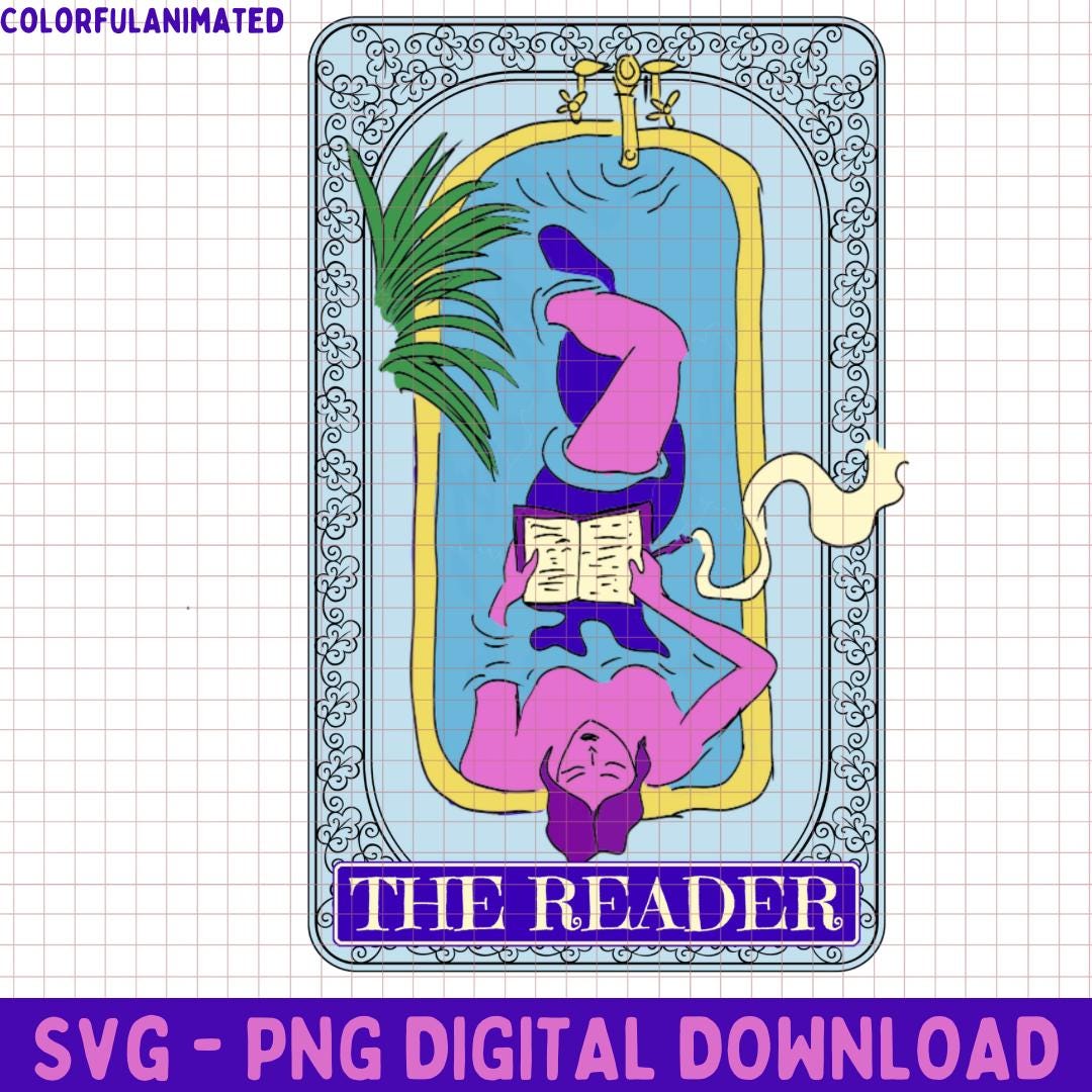 The Reader Tarot Card Svg, the Reader Png, Book Lover Svg, Woman ...