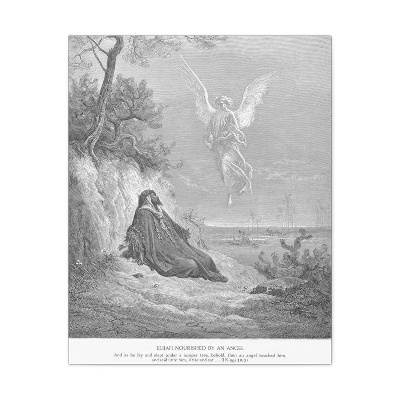 Elijah is Nourished by an Angel by Gustave Dore, Christian Wall Art ...