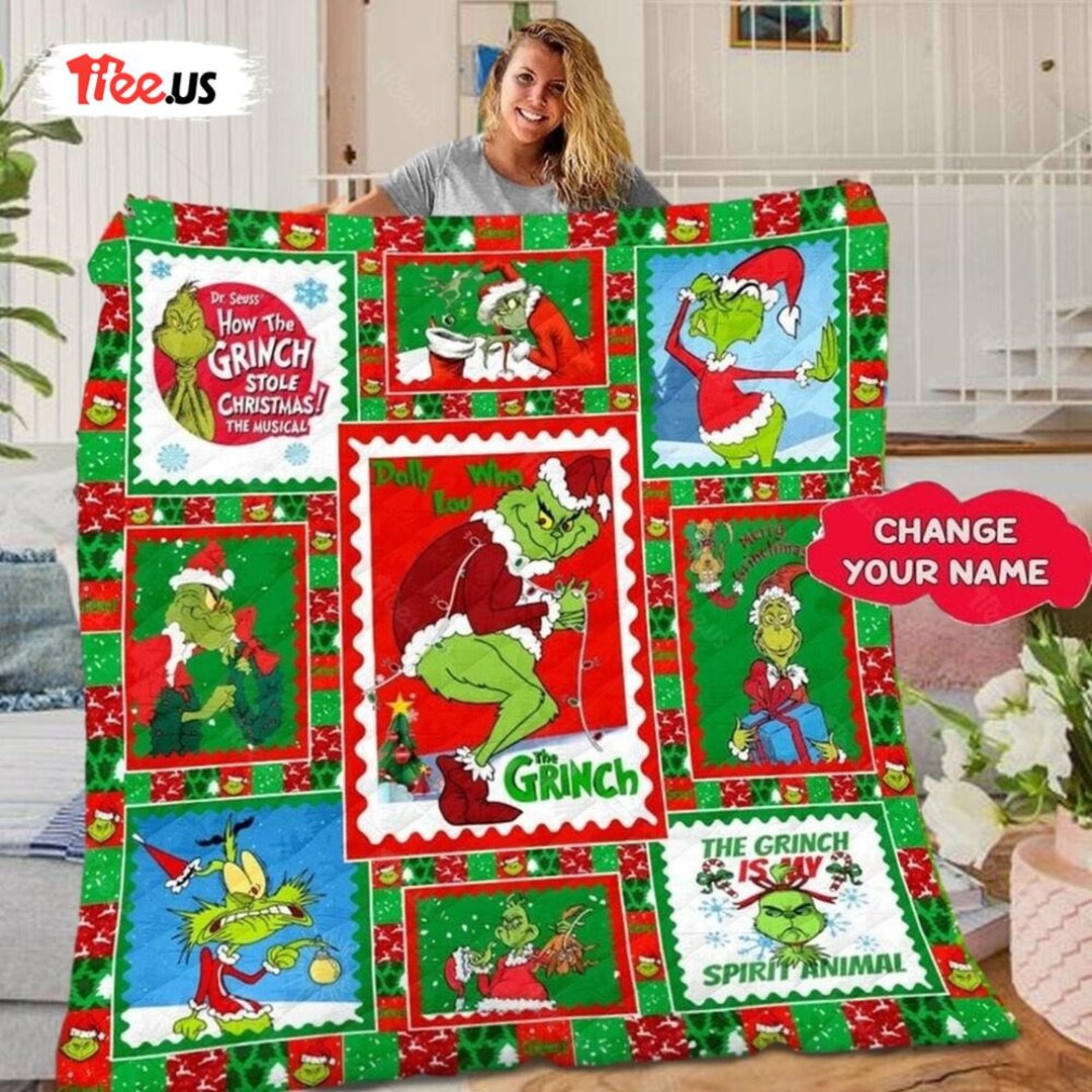 Personalized Dr. Seuss's the Grinch Quilt Blanket Grinch - Etsy
