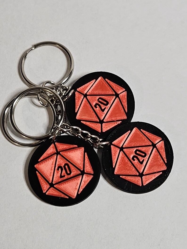 D20 3D Printed Keychains - Etsy
