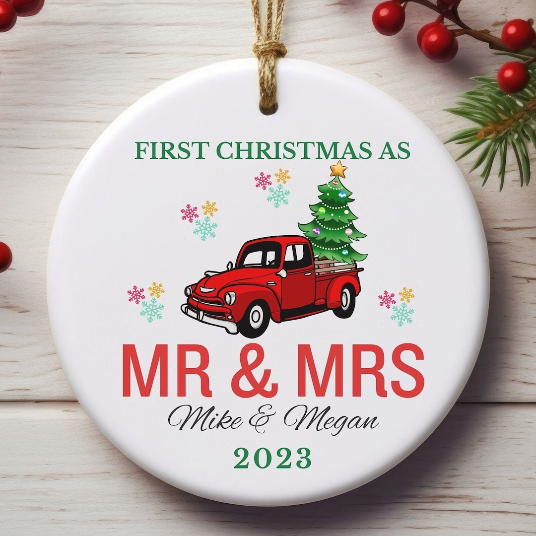 Personalized Mr. and Mrs. Tree Christmas Ornaments, Custom First ...