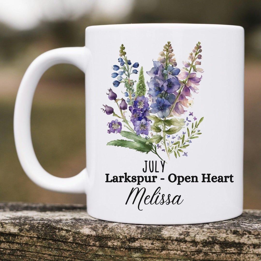 Personalized July Birth Flower Month Coffee Mug, Custom Mom Gift, Birth ...