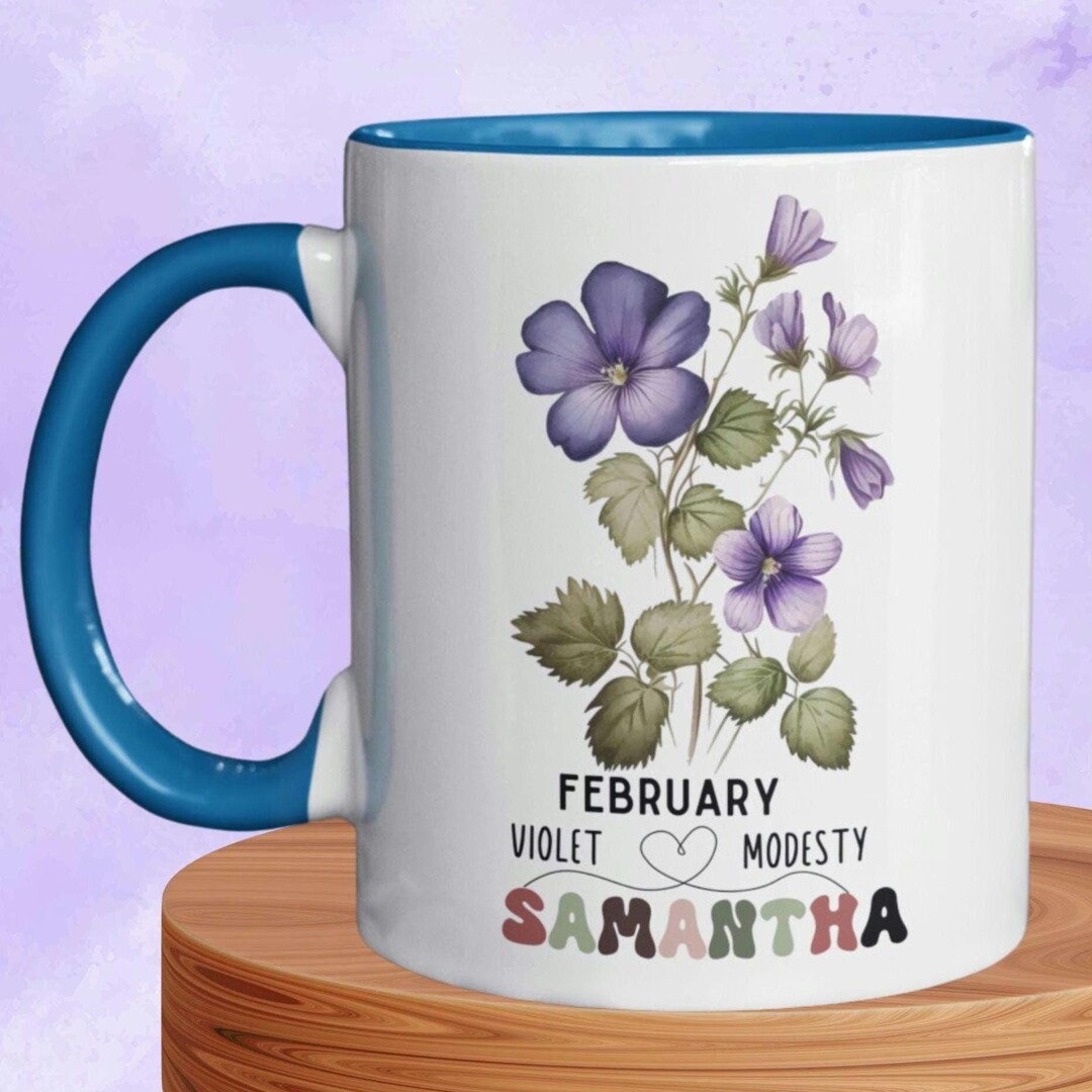 Custom Birth Month Flower Coffee Mug With Name, Christmas Gift, Birth ...