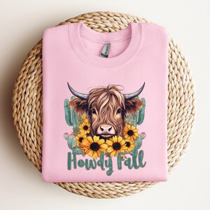 Western Howdy Fall Sweater, Thanksgiving Highland Cow Shirt, Autumn ...