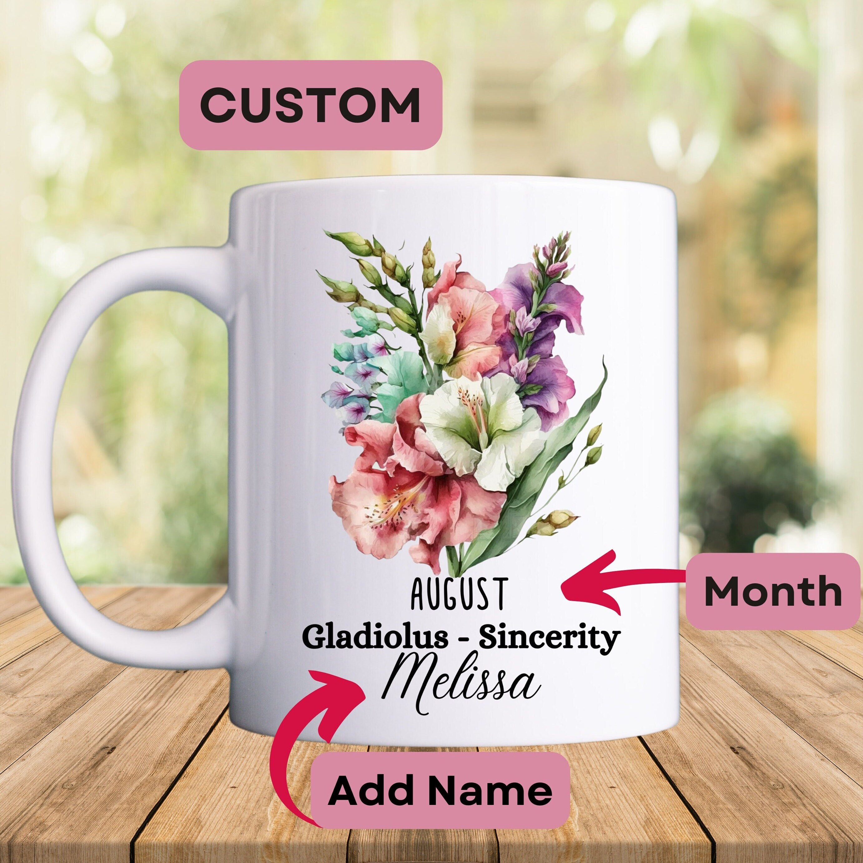 Personalized October Birth Flower Month Coffee Mug, Custom Mom Gift ...
