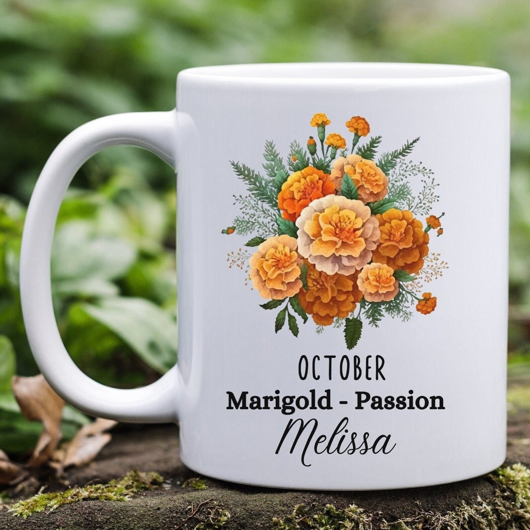 Personalized October Birth Flower Month Coffee Mug, Custom Mothers Day ...