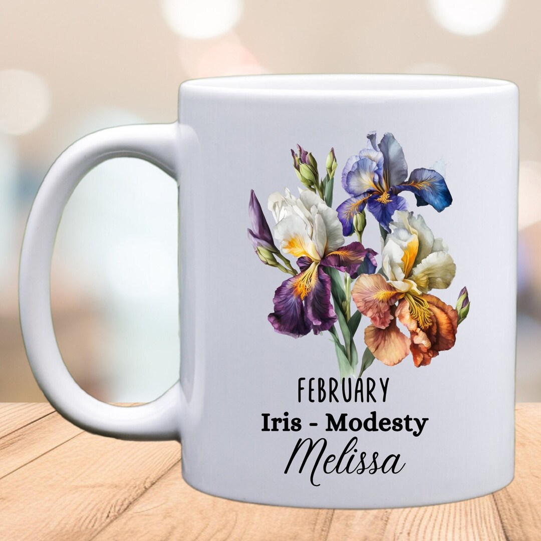 Personalized Birth Flower Month-february Mug, Custom Valentine Gift ...
