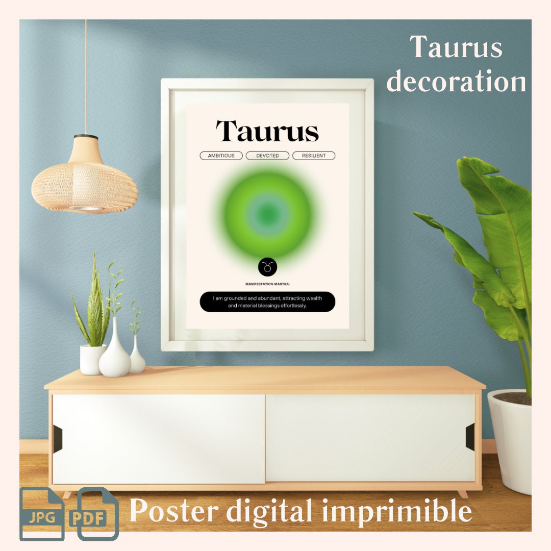 Taurus Zodiac Sign Digital Print/home Decor Gift for Taurus/astrology ...