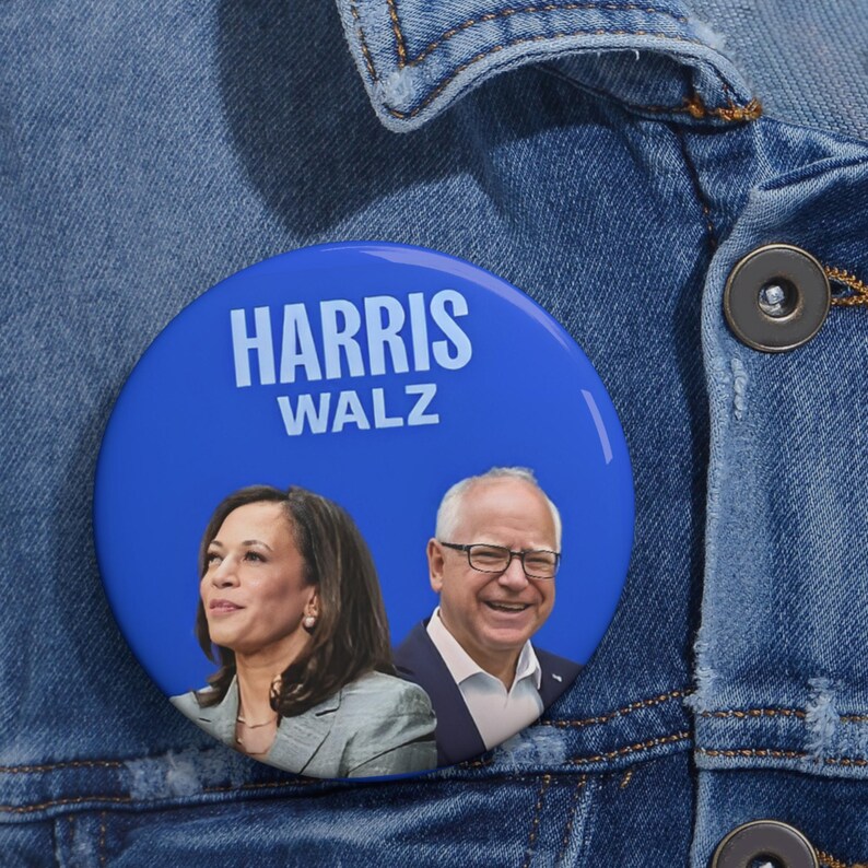 Kamala Harris Walz Button Pin 2024 President Lapel Pin White & Blue ...