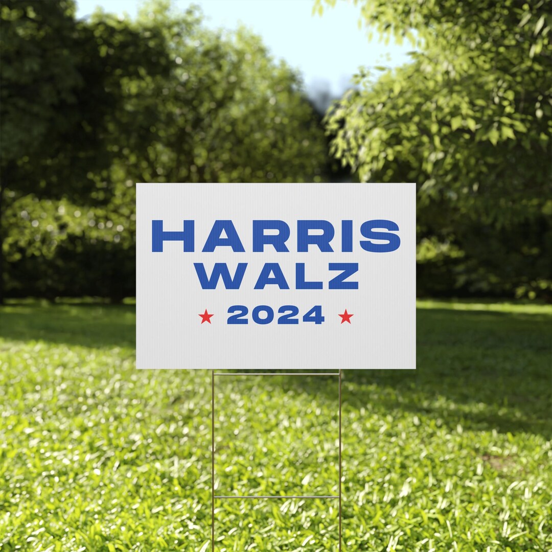 Kamala Harris Walz Sign Yard Blue & White Election Democrat Campaign ...