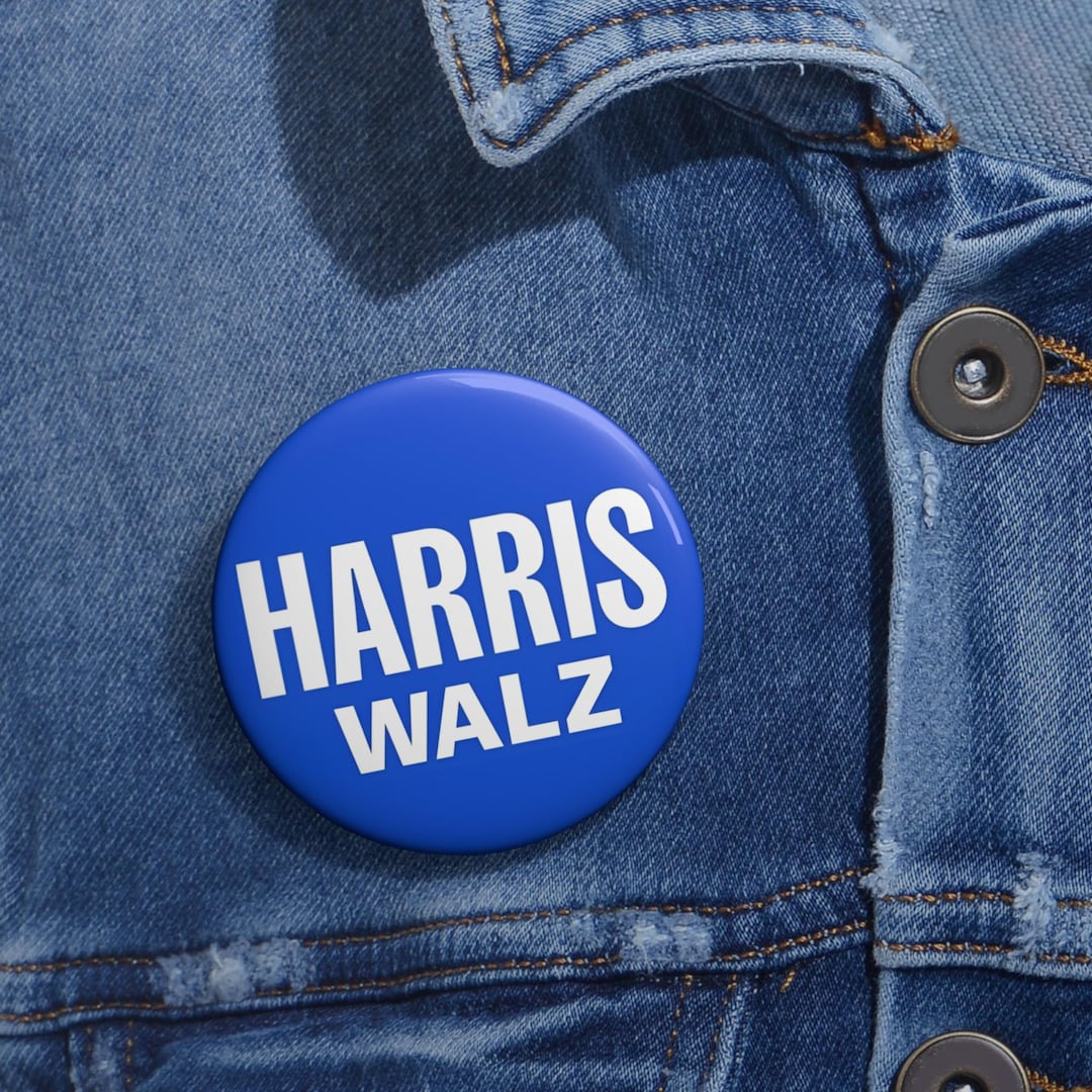 Kamala Harris Button Pin Lapel Tim Walz 2024 President White & Blue ...