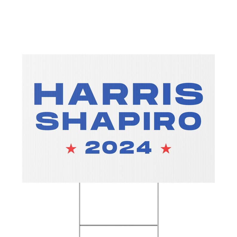Kamala Harris Josh Shapiro 2024 President Yard Sign White & Blue ...