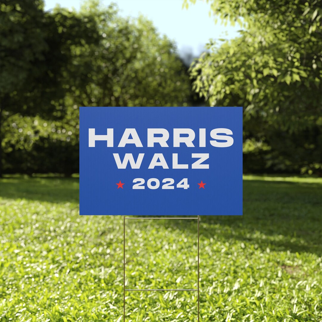 Kamala Harris Walz Sign Yard Blue & White Election Democrat Campaign ...
