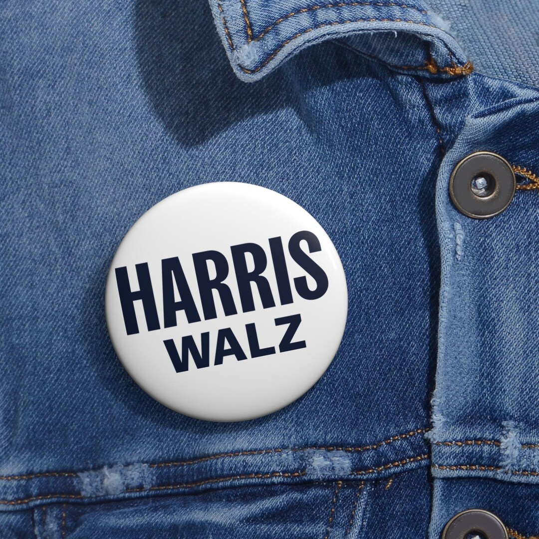 Kamala Harris Button Pin Lapel Tim Walz 2024 President White & Blue ...