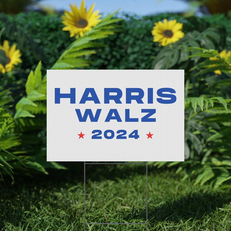 Kamala Harris Walz Sign Yard Blue & White Election Democrat Campaign ...