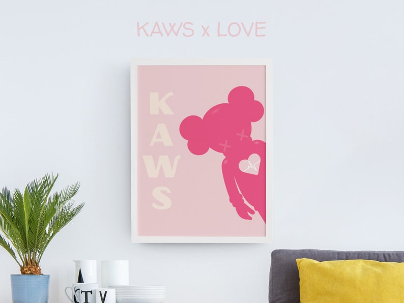 KAWS X LOVE Collection Pink Kaws Poster Set of 3, Hypebeast Figure ...
