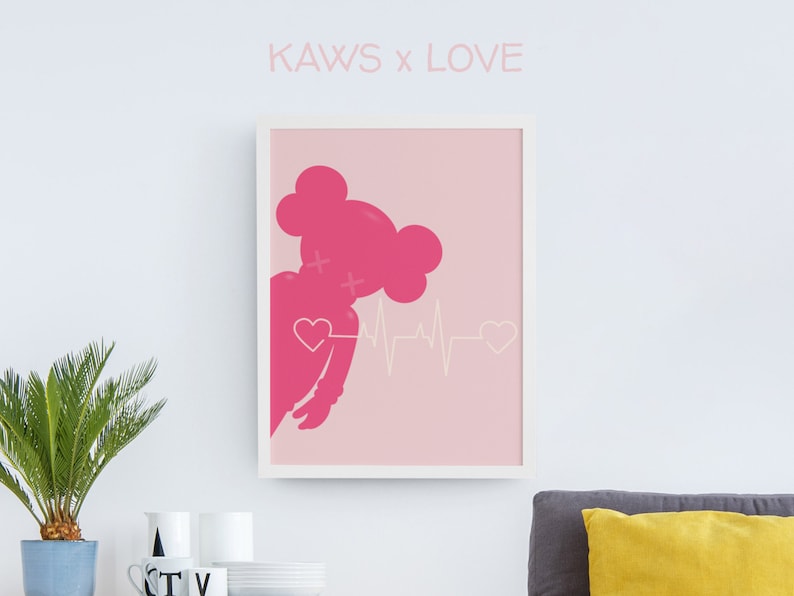 KAWS X LOVE Collection Pink Kaws Poster Set of 3, Hypebeast Figure ...