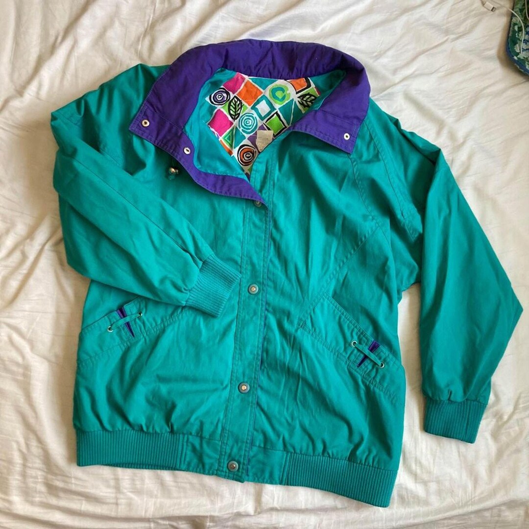 Colorful 80s Windbreaker Jacket - Etsy