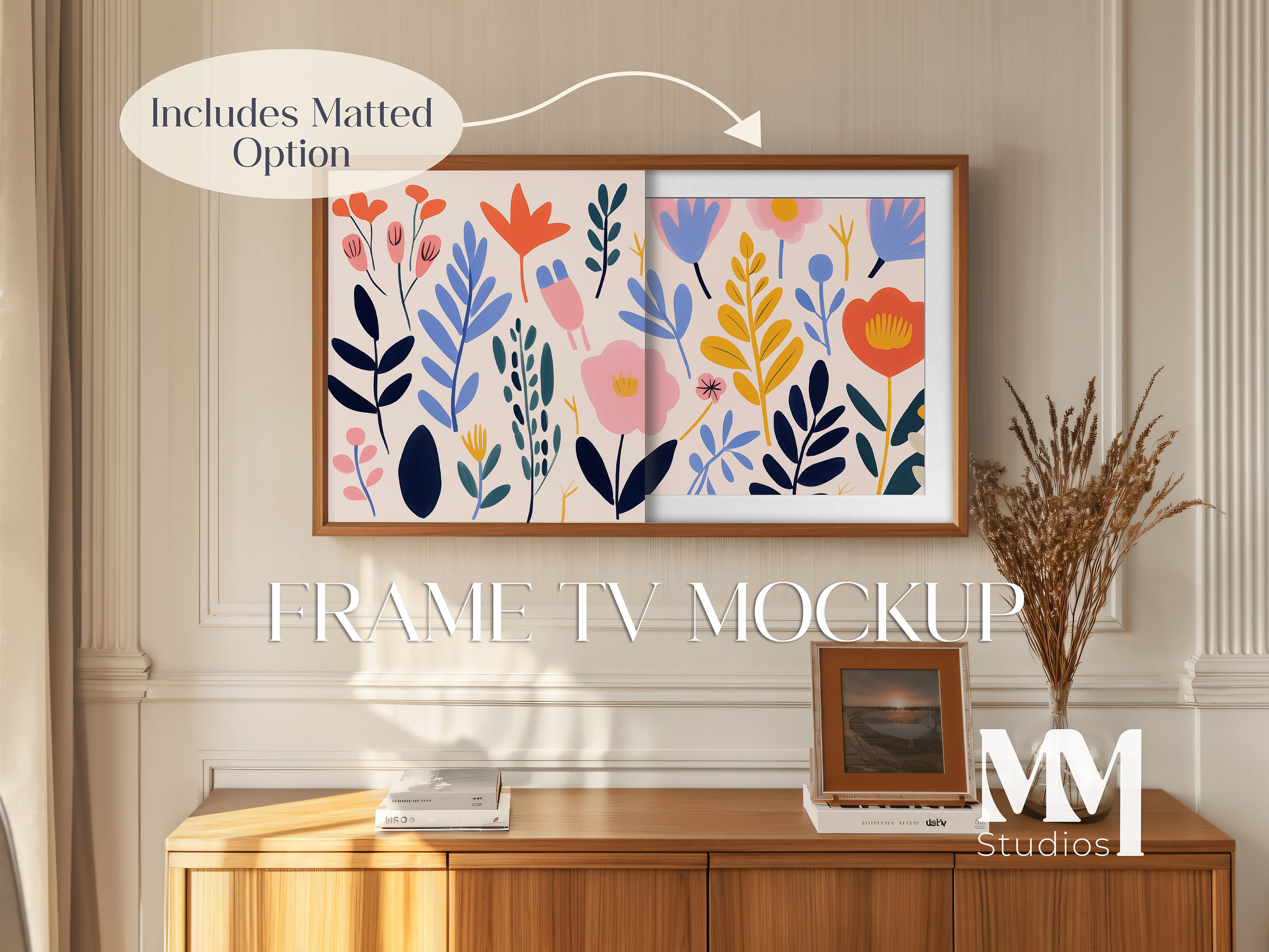 Frame TV Mockup Sunny Living Room, Frame TV Mockup, Frame, Samsung ...