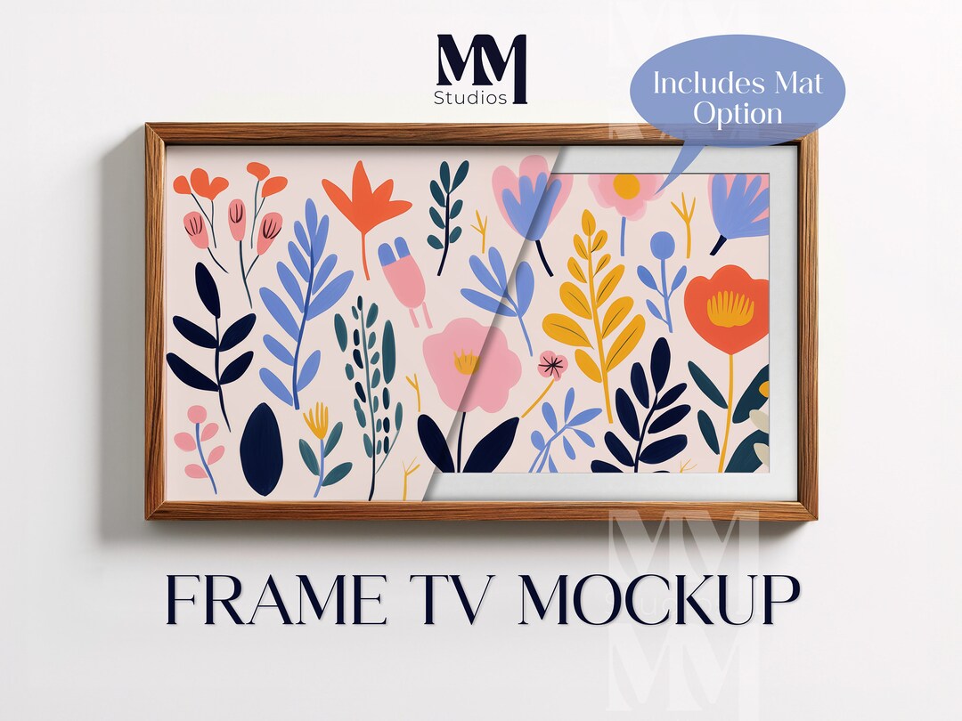 Frame TV Mockup Simple Wooden Frame, Frame TV Mockup, Frame, Samsung ...