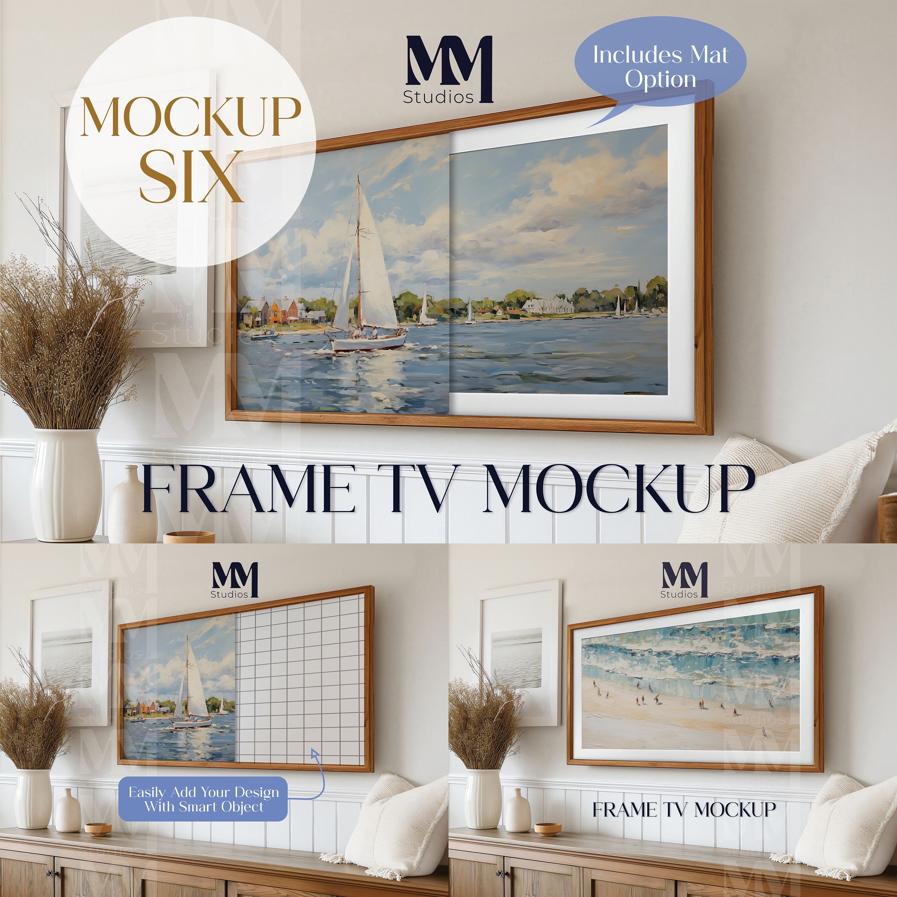 9 Frame TV Mockups Bundle, Frame TV Mockup, Frame, Samsung Frame Tv Art ...