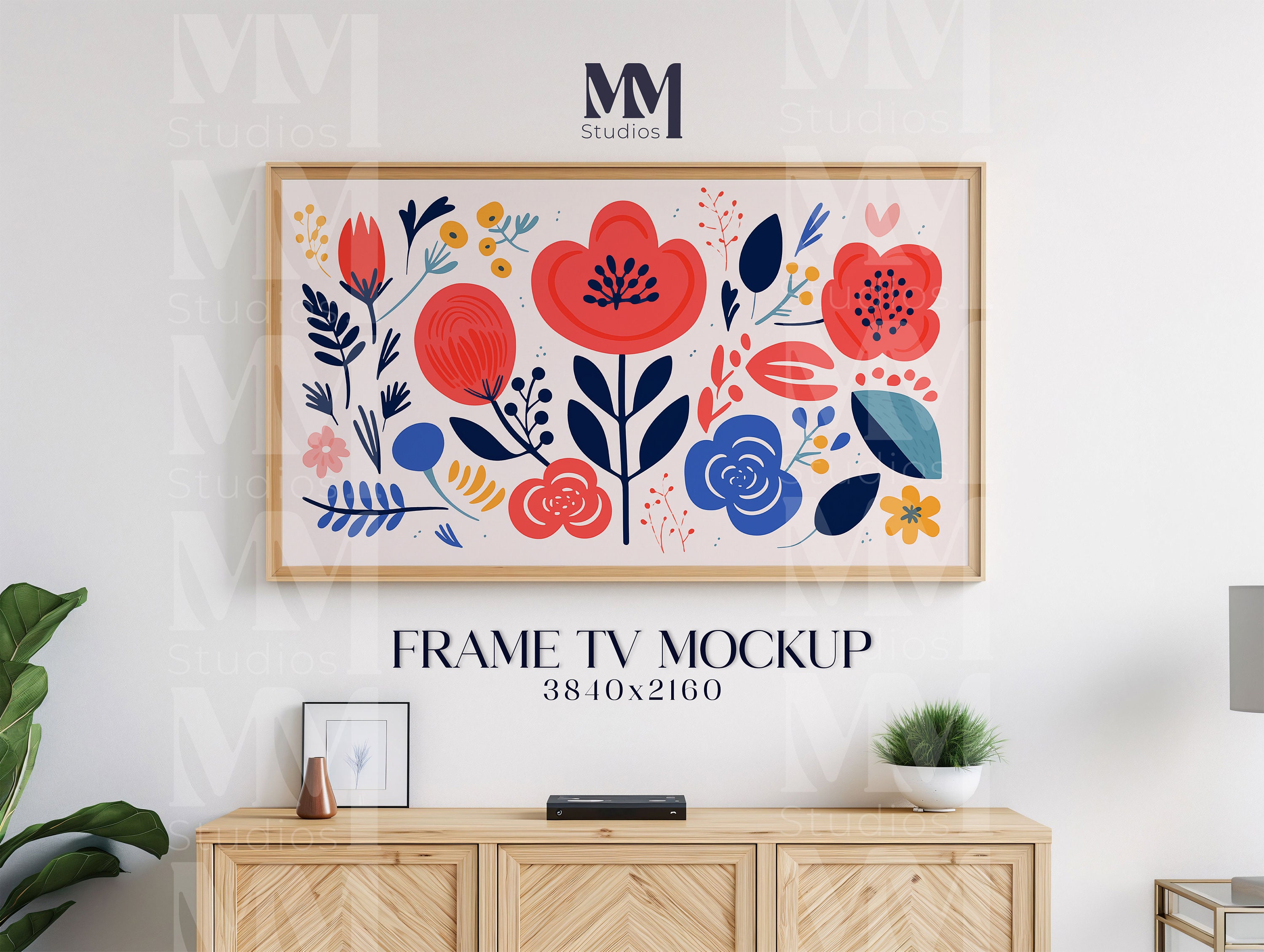 Frame TV Mockup Living Room Wood Frame, Frame TV Mockup, Frame, Samsung ...