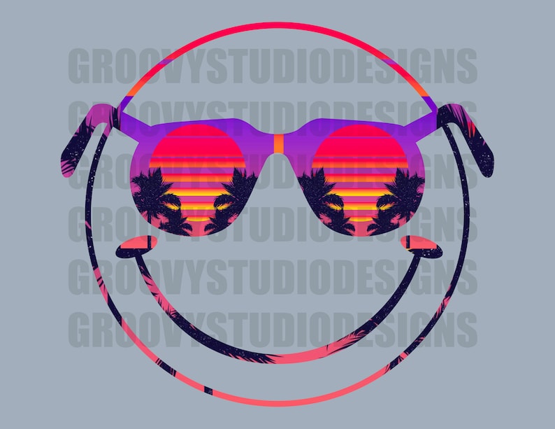 Smiley Face Sunset Png Digital Download Cute Shirt Design Retro and ...