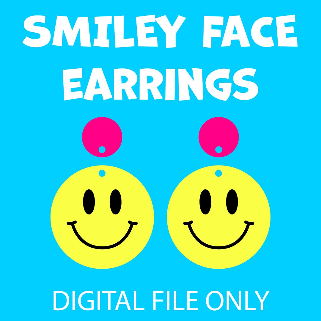 Happy Face Earring SVG FILE - Etsy