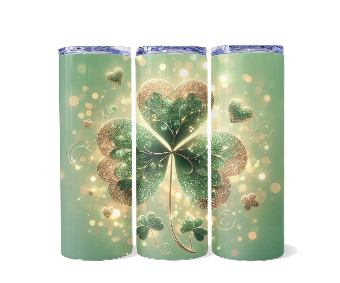 3D St. Paddy's Four Leaf Clover 20 Oz Tumbler Design Digital Download ...