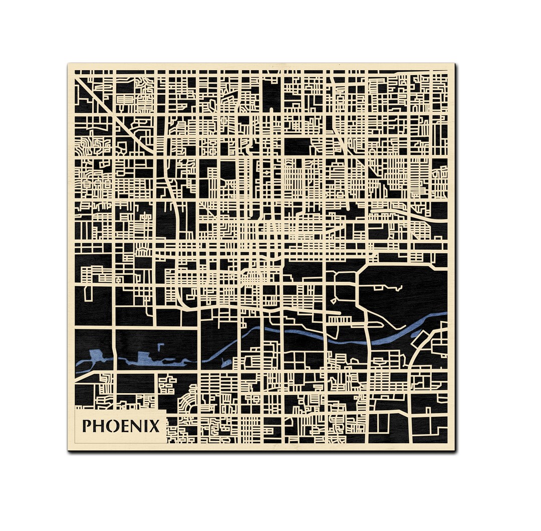 Phoenix Wood Map 5th Anniversary Gift Custom Wooden Map - Etsy