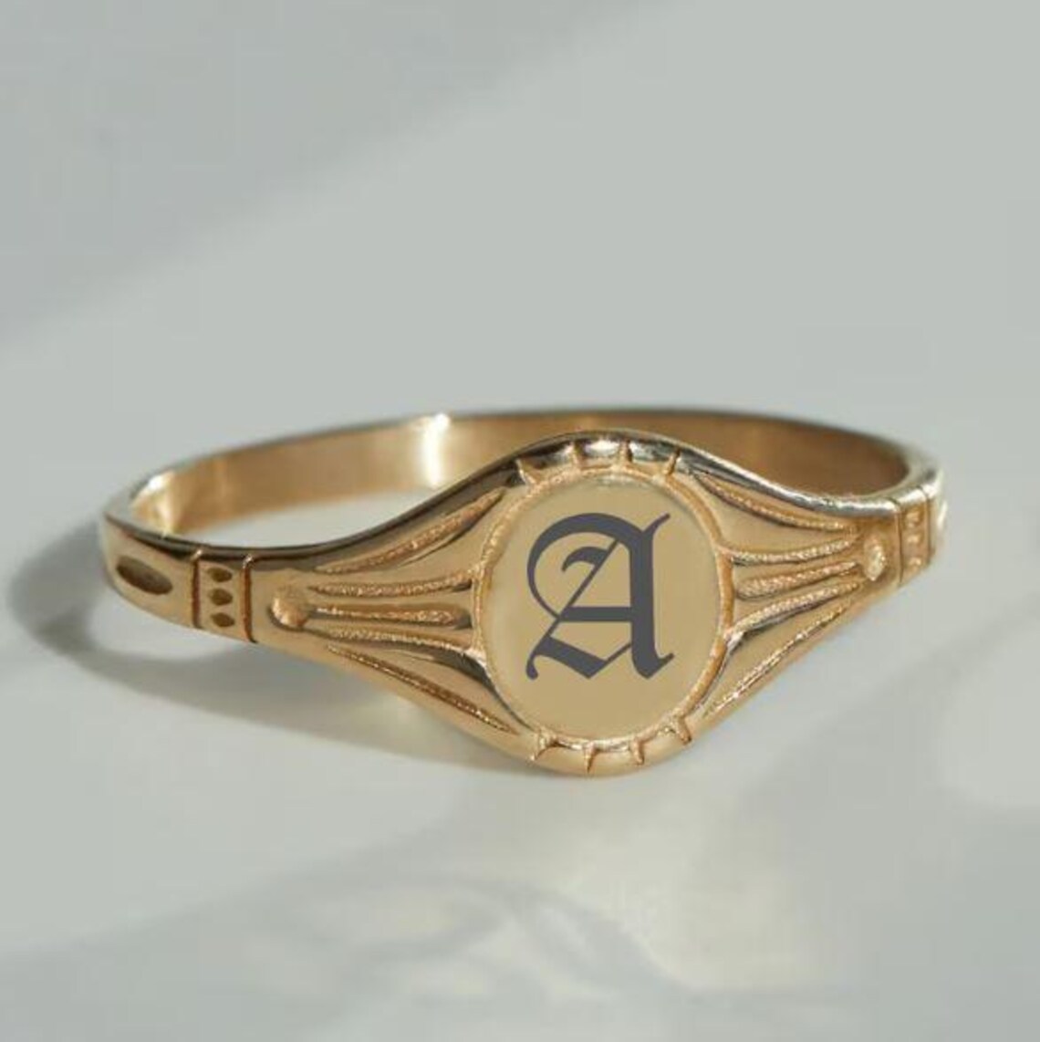 Custom Engraved Initial Signet Ring: 925 Sterling Silver Personalized ...