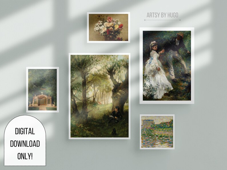 French Country Gallery Wall Art | Set of 5 Farmhouse Print Set | Green ...