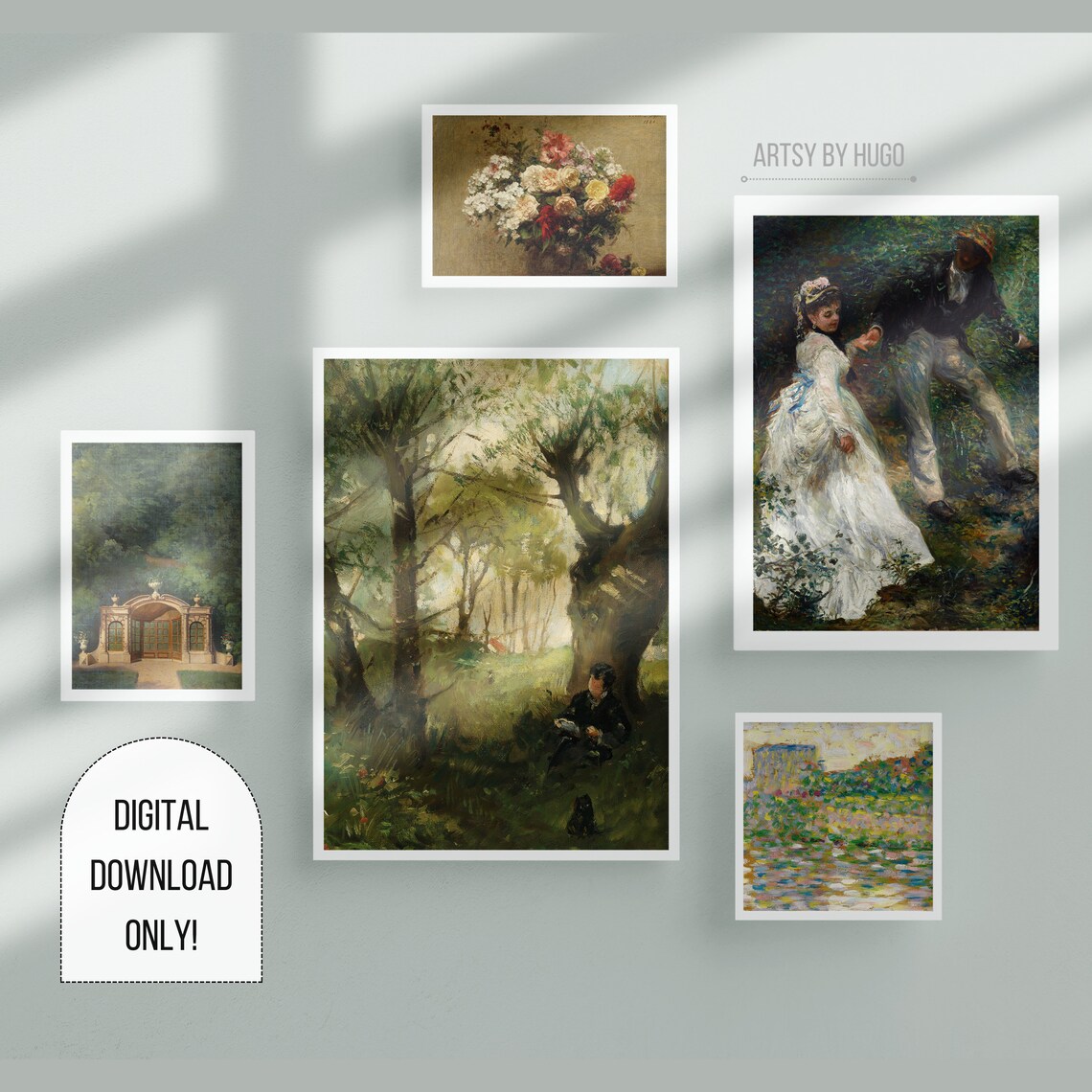 French Country Gallery Wall Art | Set of 5 Farmhouse Print Set | Green ...