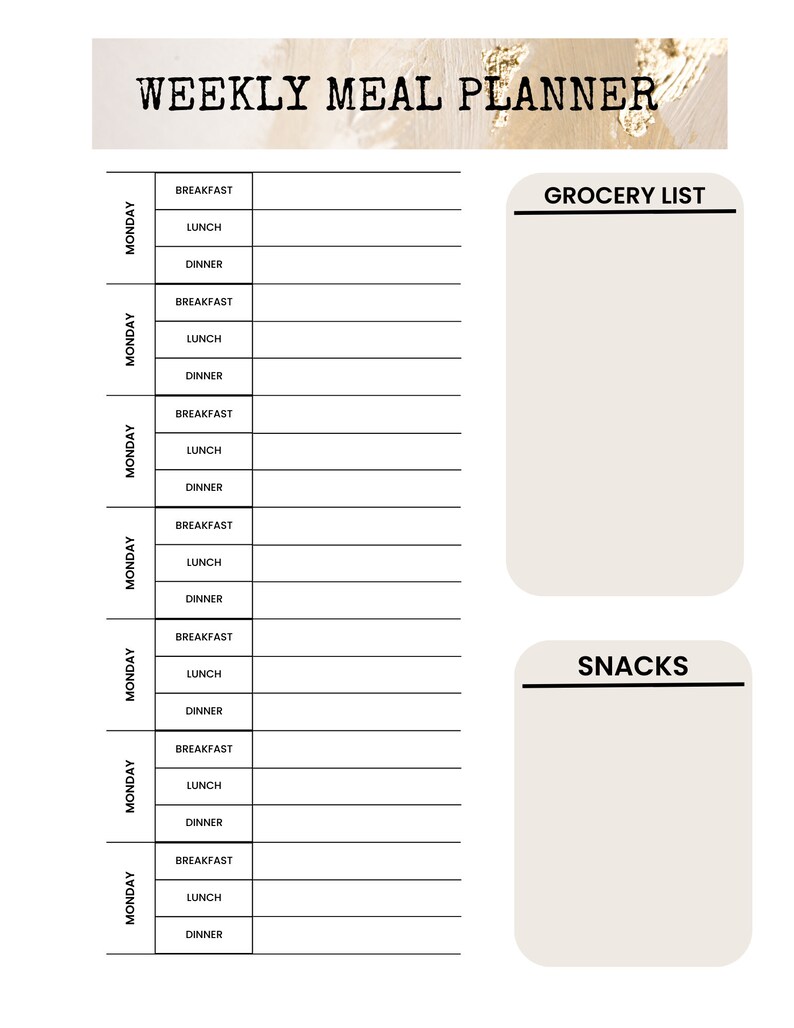 Weekly Meal Planner - Etsy