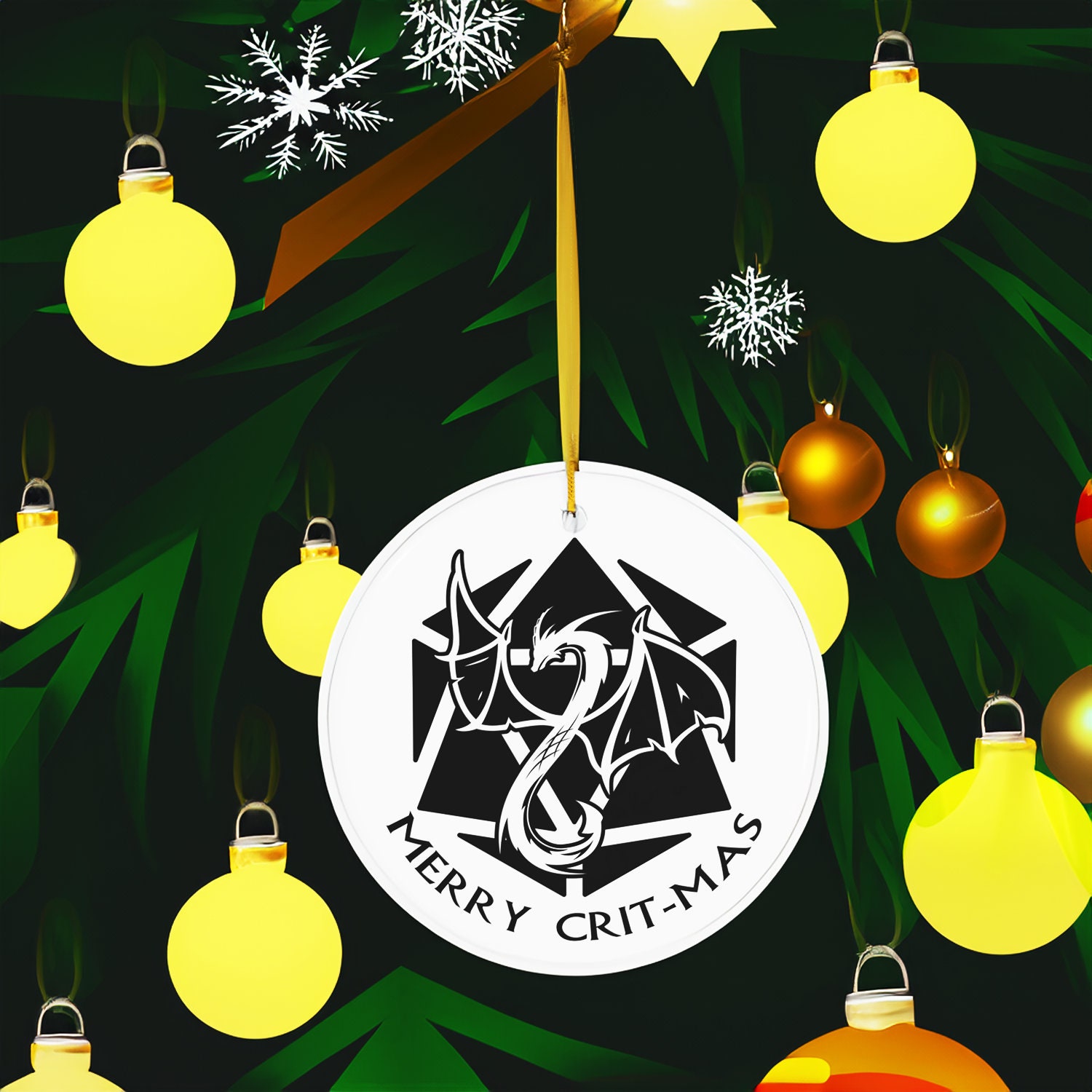 Custom D&D Ornament, Dungeons and Dragons, D20 and Dragon, Merry ...