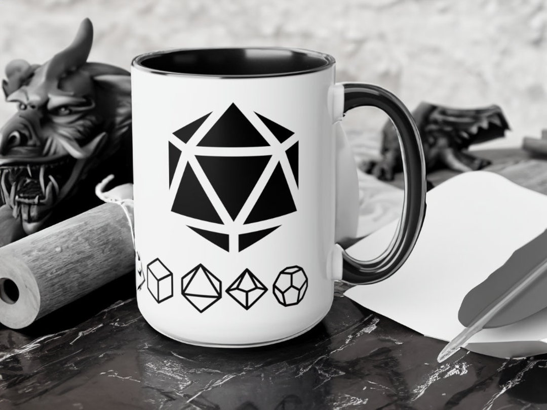 D20 Mug, Dnd Gift, Dungeons and Dragons, RPG,D&D, Black and White D20 ...