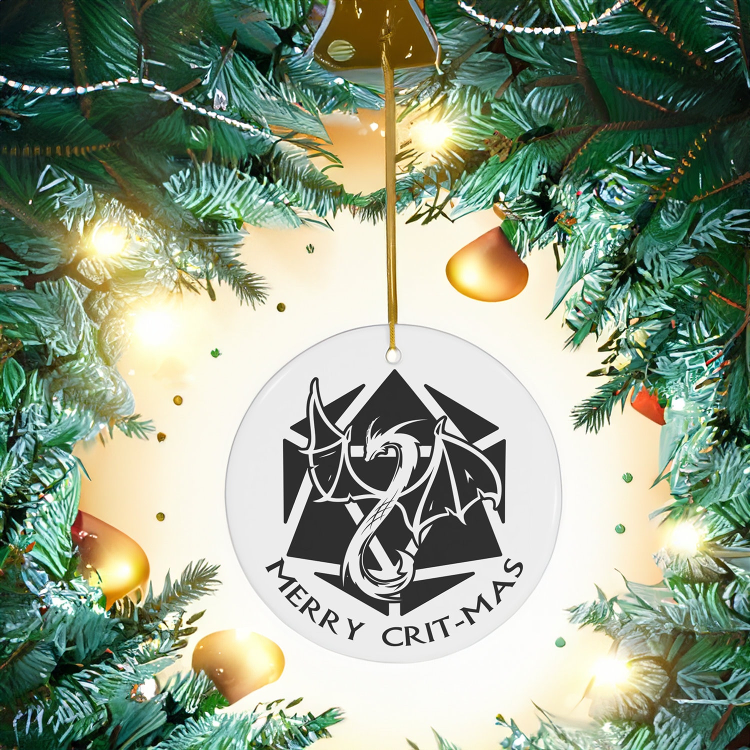 Custom D&D Ornament, Dungeons and Dragons, D20 and Dragon, Merry ...