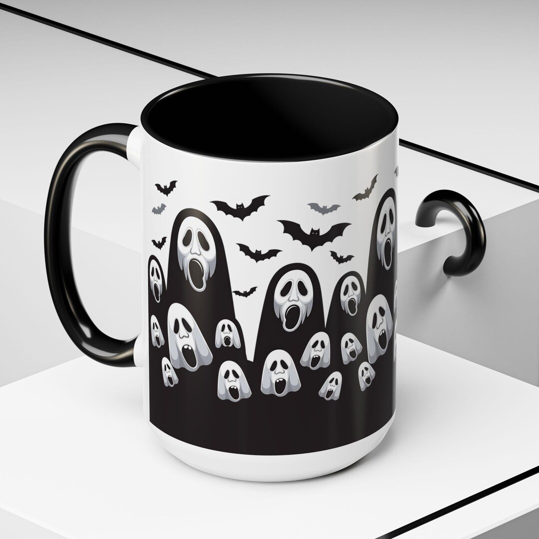 Halloween Mug With Ghosts and Bats, Ghost Mug, Spooky, Halloween, Ghost ...
