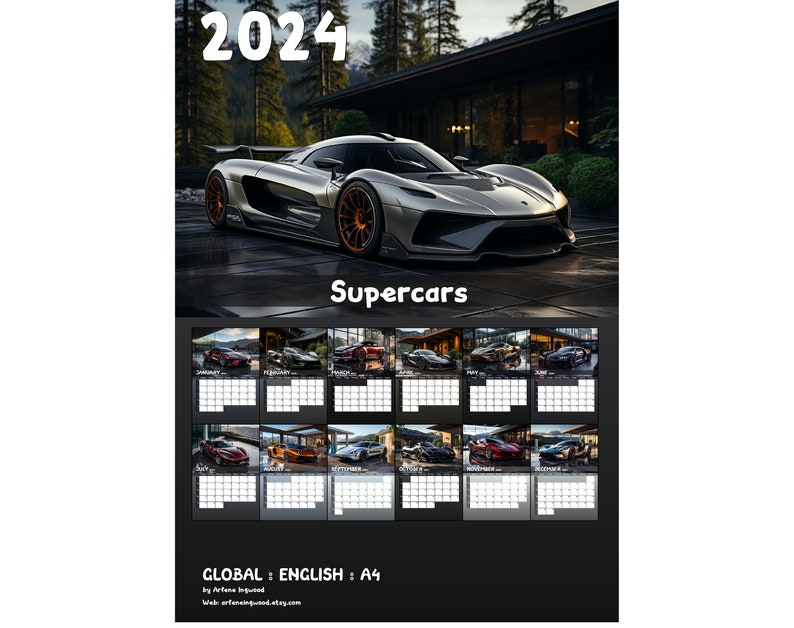 2024 Supercars Calendar Printable PDF Worldwide - Etsy