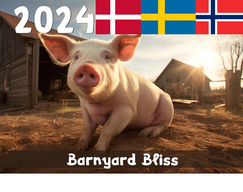 Barnyard Bliss 2024 Calendar Printable Scandinavia - Etsy