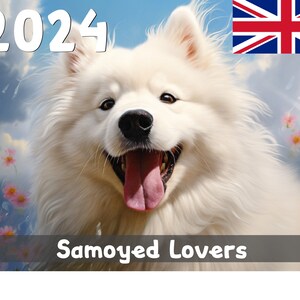 2024 Samoyed Lovers Calendar Printable United Kingdom - Etsy