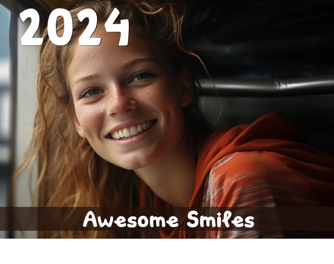 Awesome Smiles 2024 Wall Calendar Printable Worldwide - Etsy