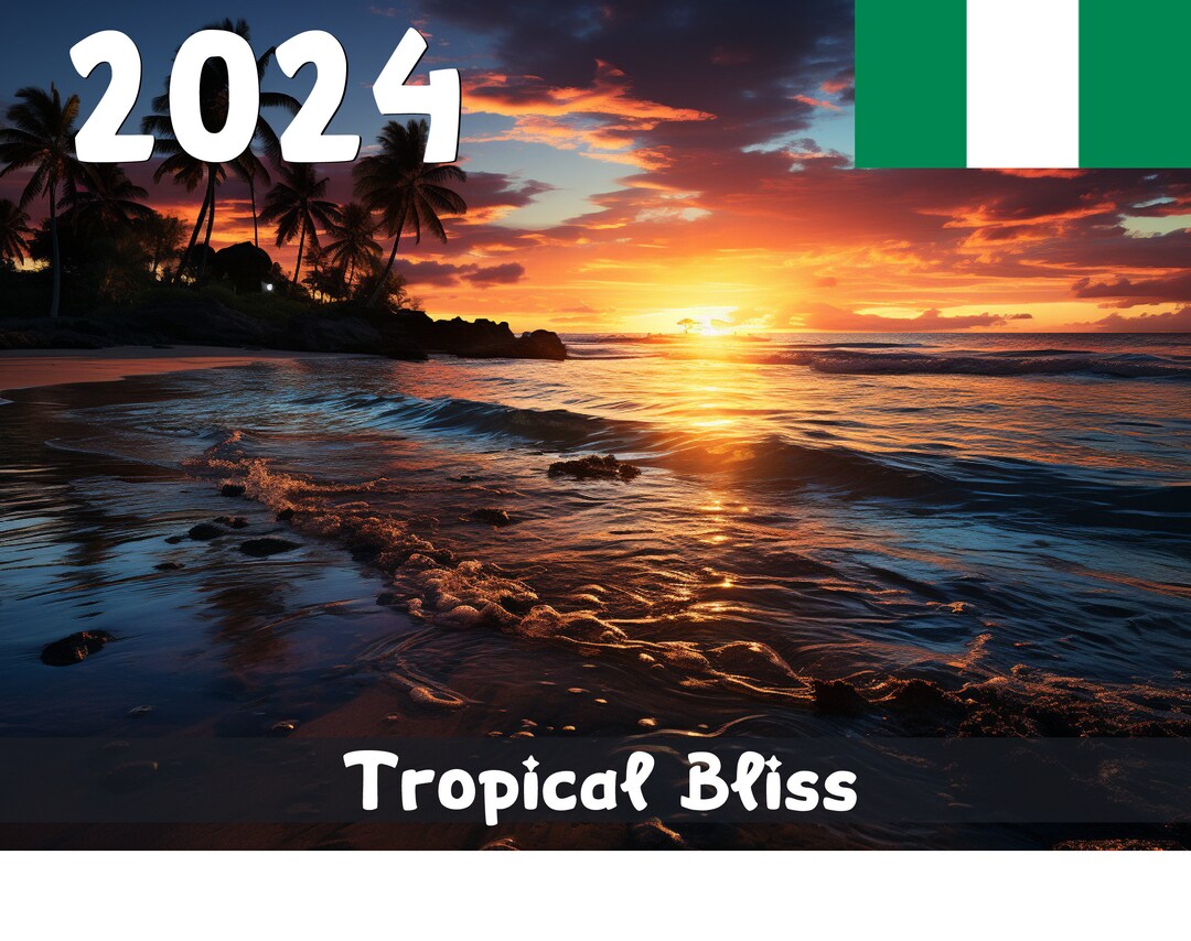 2024 Tropical Bliss Calendar Printable PDF Nigeria - Etsy Australia
